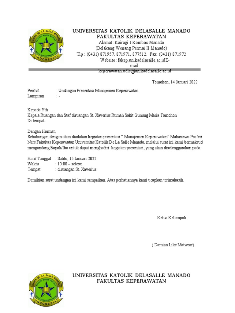 Surat Undangan Presentasi | PDF