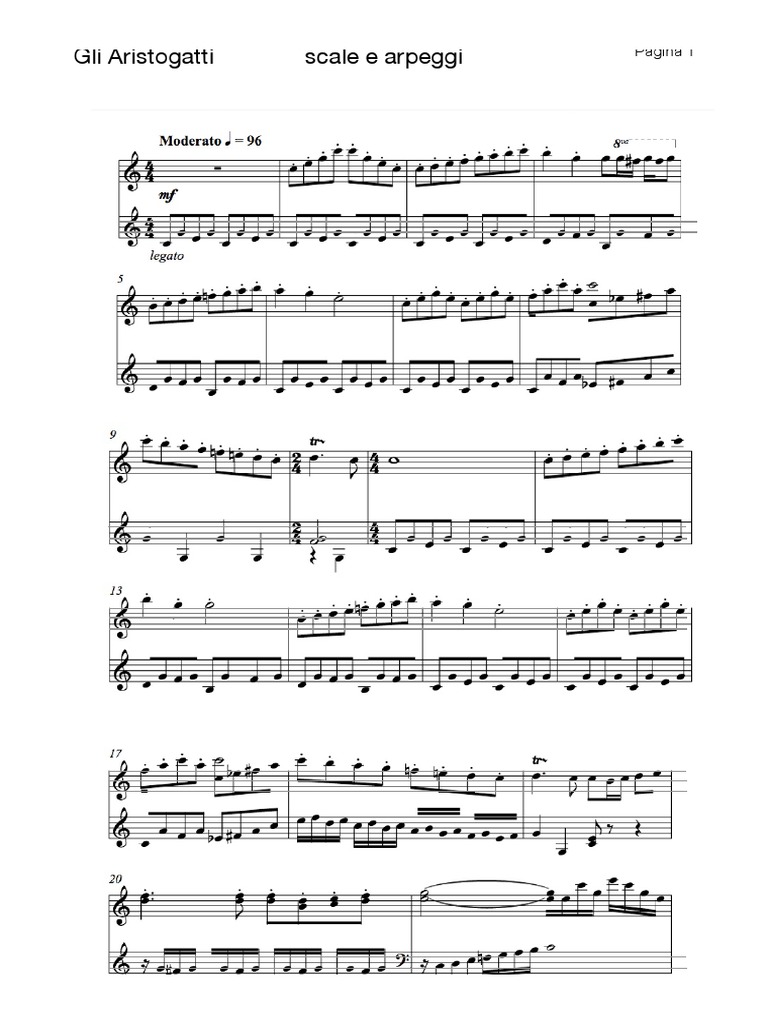 Scale e Arpeggi - Spartito Aristogatti PDF | PDF