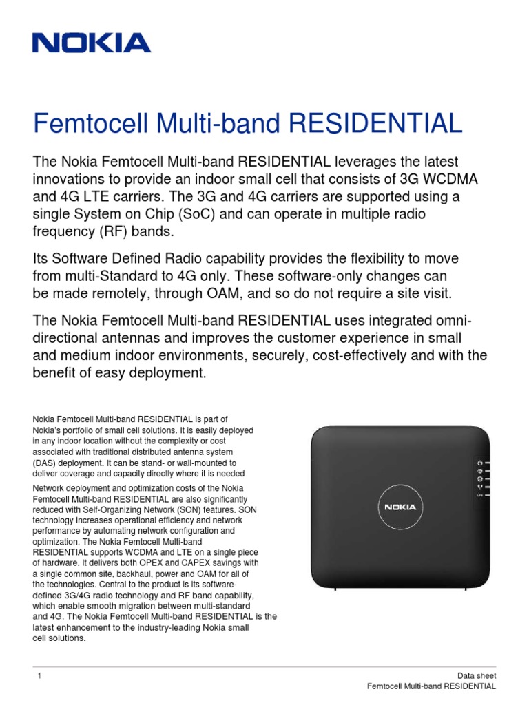 1 Data Sheet Femtocell Multi-Band RESIDENTIAL | PDF | 4 G | Lte ...
