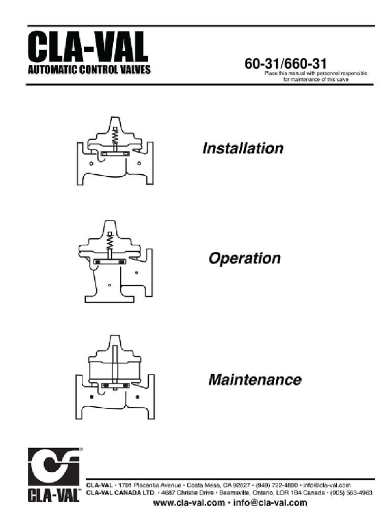 Cla-Val TM-60-31 | PDF | Valve | Building Materials