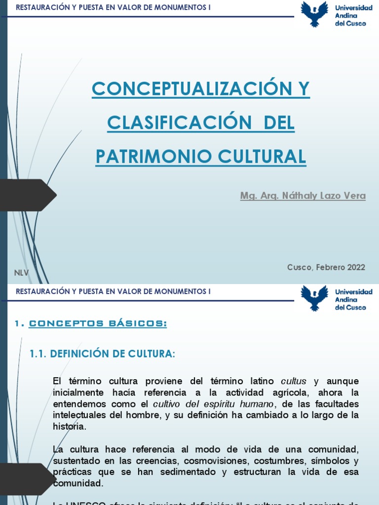 RESTAURACIÓN - Conceptualización y Clasificación Del Patrimonio Cultural | PDF | Patrimonio ...