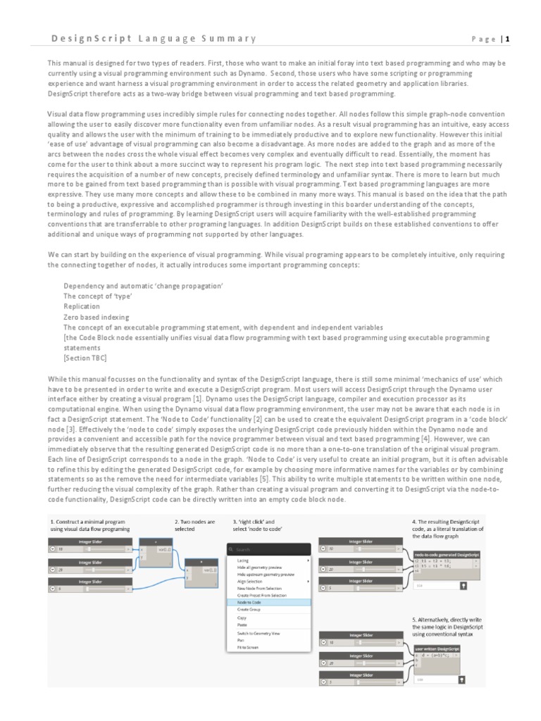 DesignScript Manual for Dynamo Users | PDF | Computer Programming ...