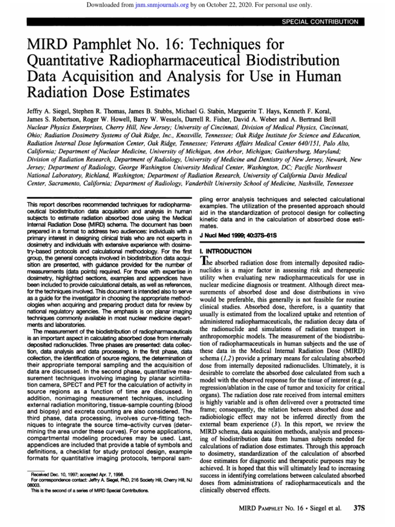 1999 - Mird 16 | PDF | Absorbed Dose | Medical Imaging