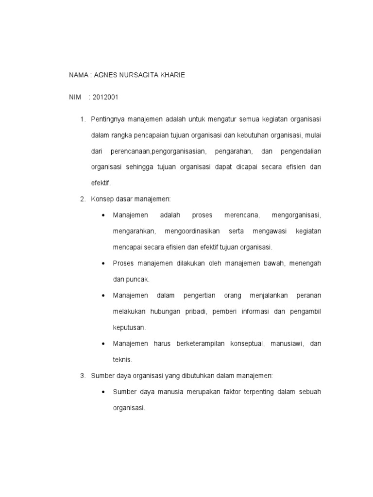 Manajemen Agnes | PDF