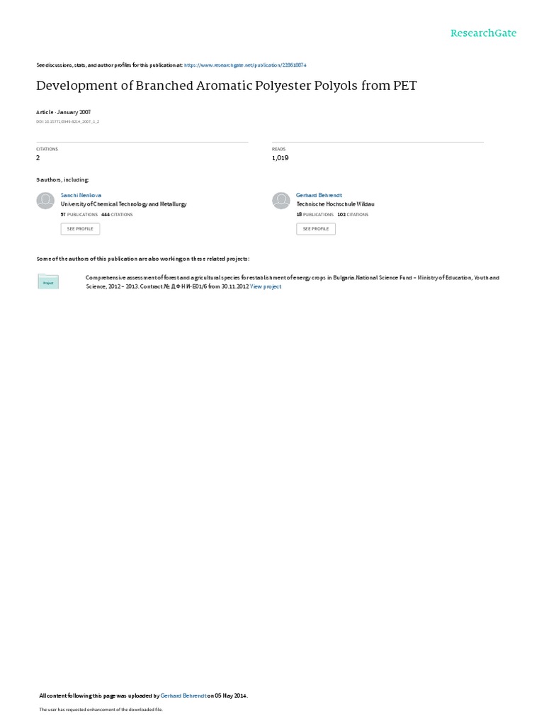 Development of Branched Aromatic Polyester Polyols | PDF