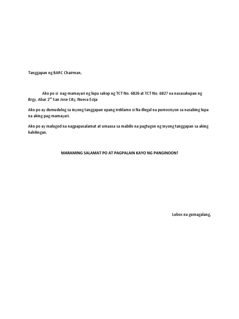 Tanggapan NG BARC Chairman | PDF