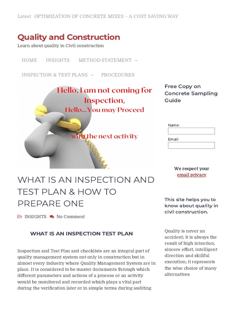WHAT IS AN INSPECTION AND TEST PLAN & HOW TO PREPARE ONE - Quality and ...