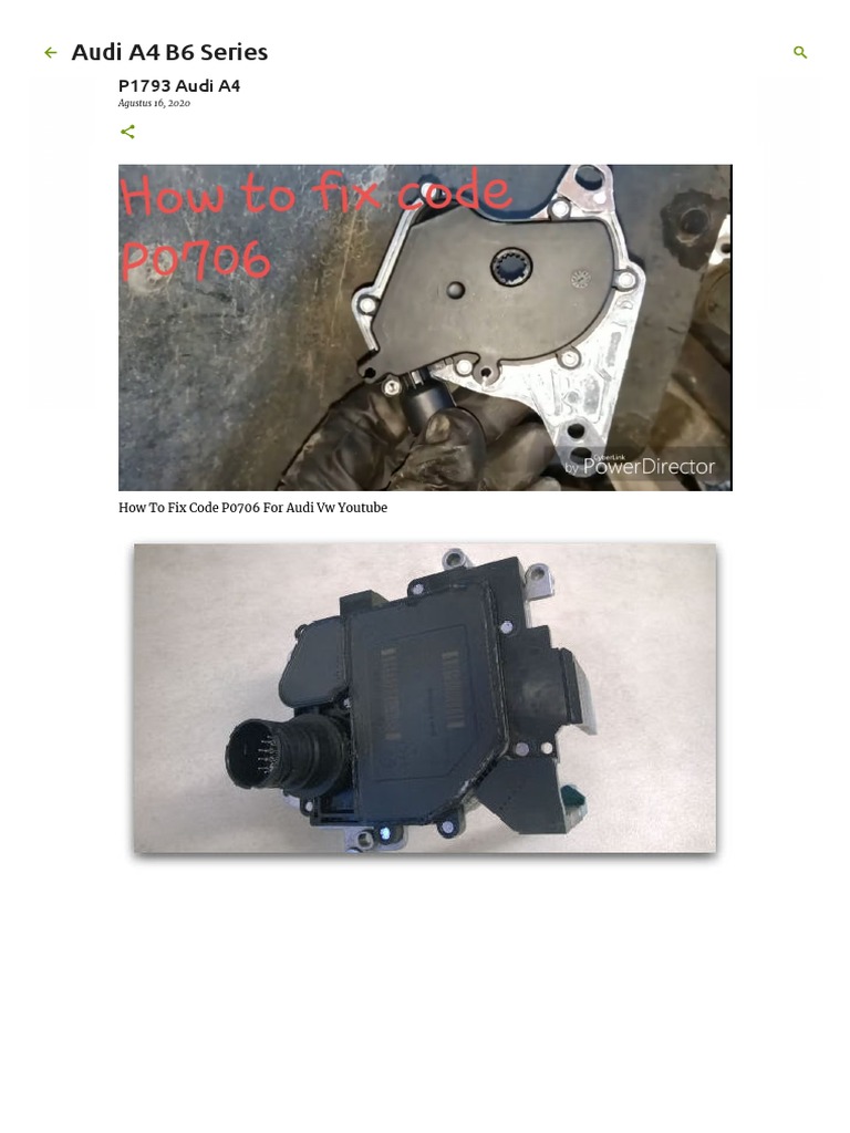 VL300 SENSOR LOCATION P1793 Audi A4 | PDF | Audi | Transmission (Mechanics)