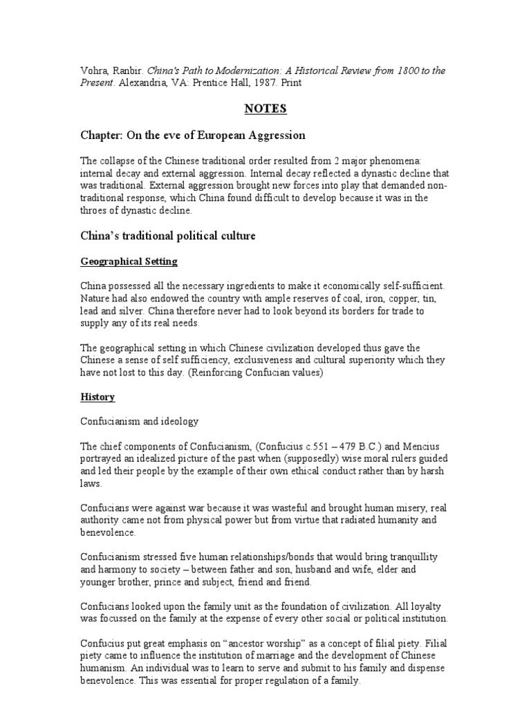 China's Path To Modernization Notes | PDF | Confucianism | Qing Dynasty