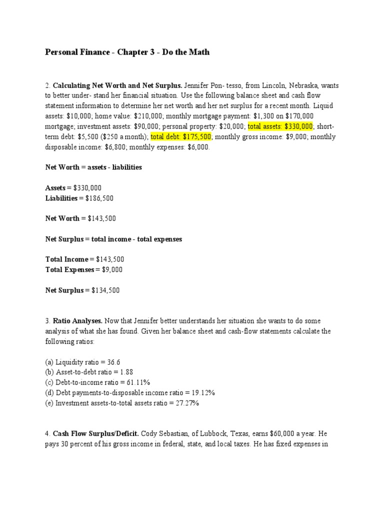 Personal Finance - Chapter 3 - Do The Math | PDF | Balance Sheet ...