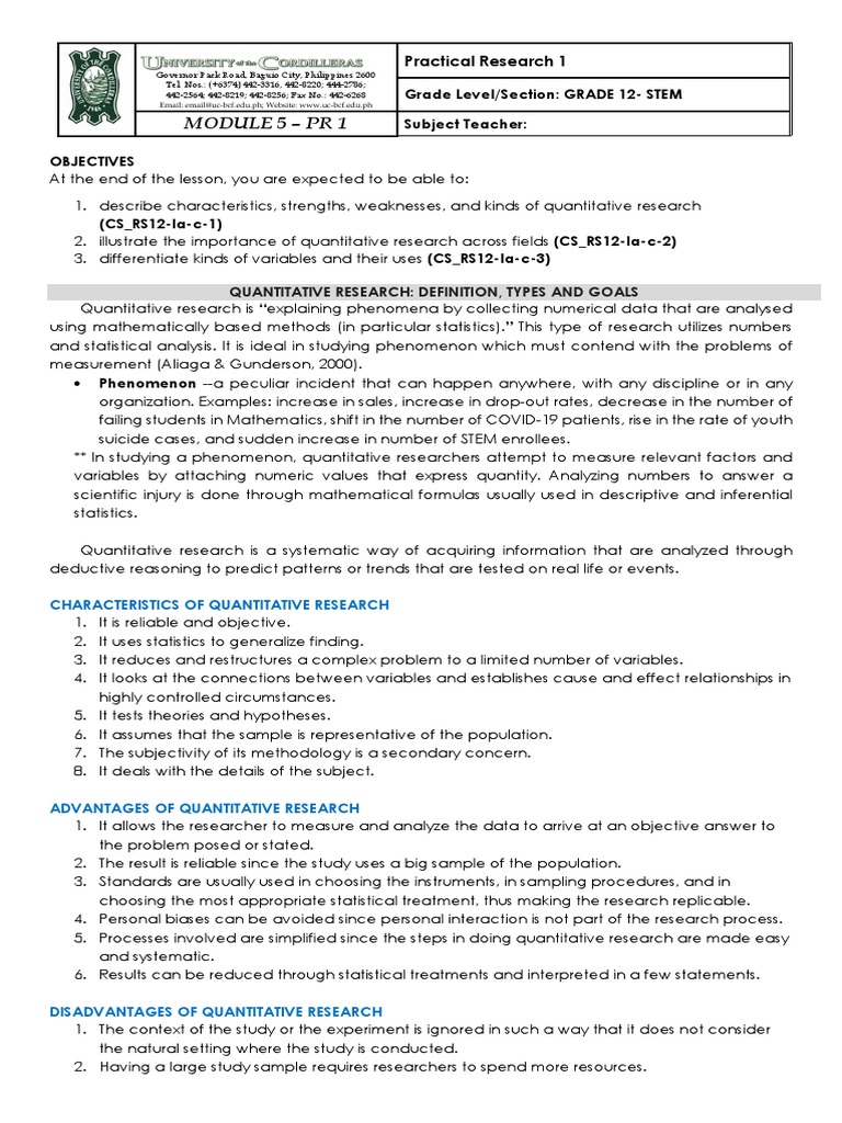 Module 5 - PR 1: Quantitative Research: Definition, Types and Goals ...