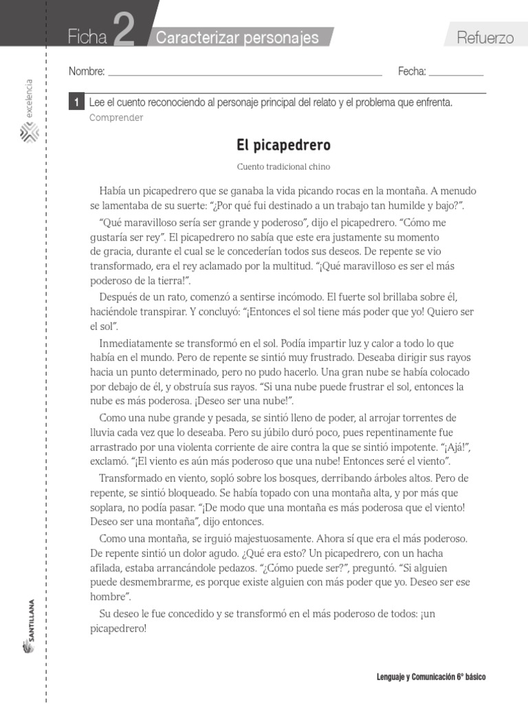 6to Ficha 2 Caracterizar Personajes | PDF | Relámpago
