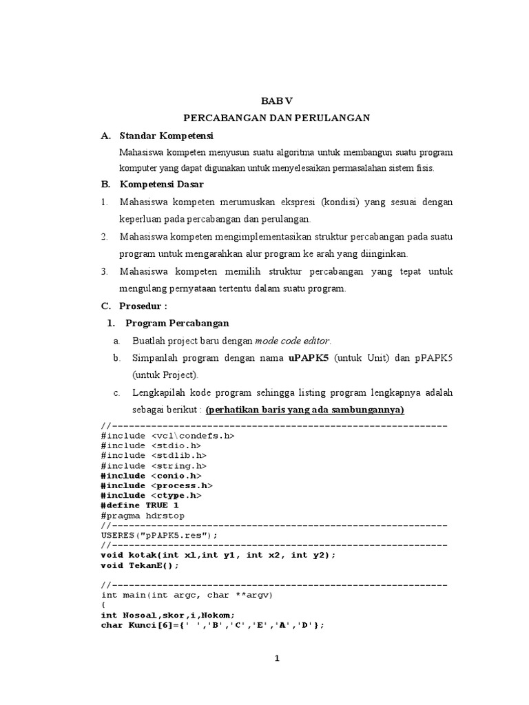 Modul 5 Percabangan Dan Perulangan | PDF