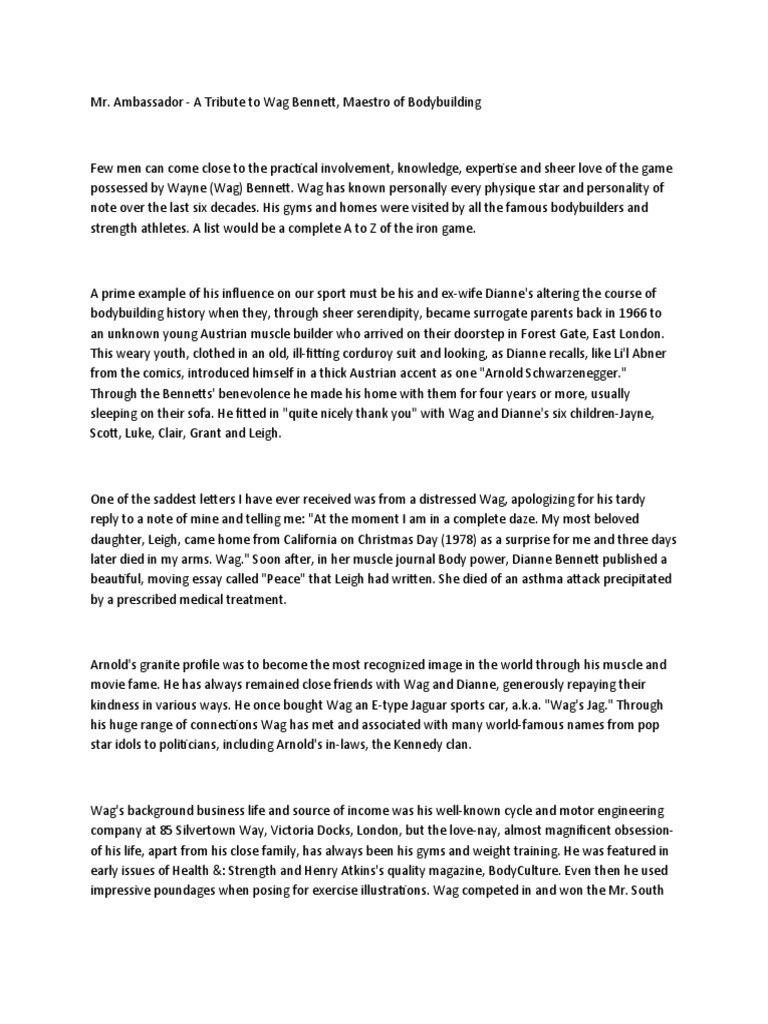 Mr. Ambassador-WPS Office | PDF | Hobbies | Management Of Obesity