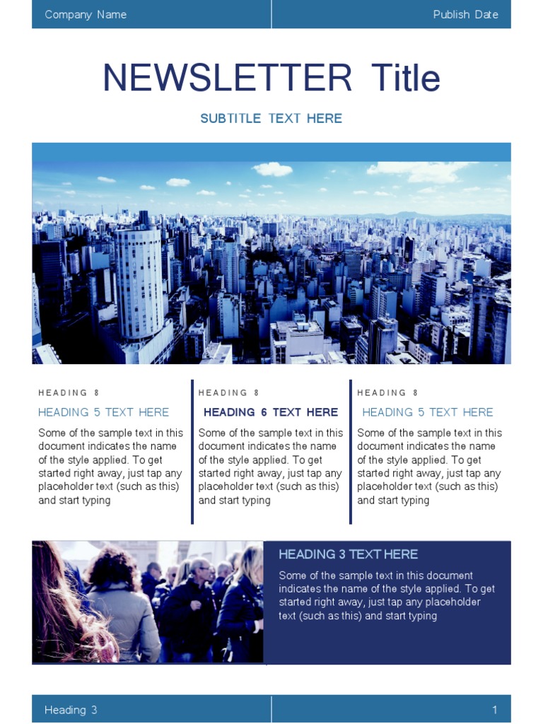 Newsletter Title: Subtitle Text Here | Download Free PDF | Tablet ...