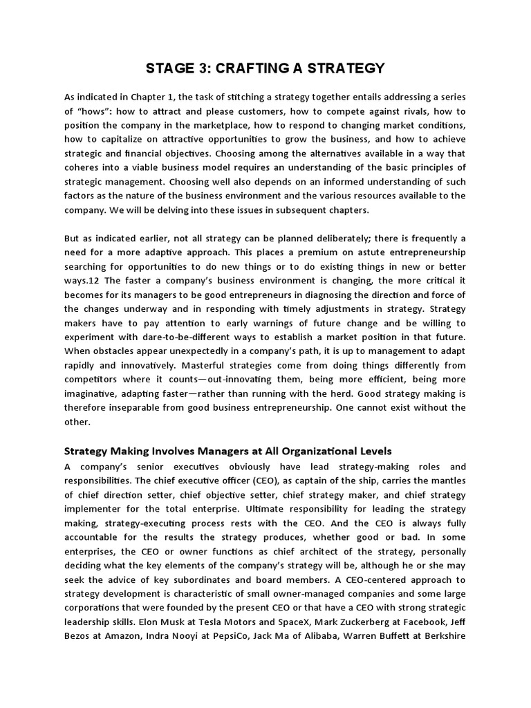 Stage 3 Crafting A Strategy | PDF | Strategic Planning | Strategic ...