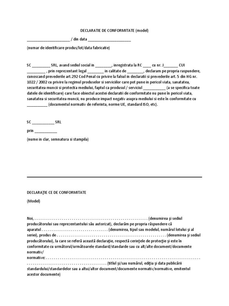 Declaratie de Conformitate | PDF