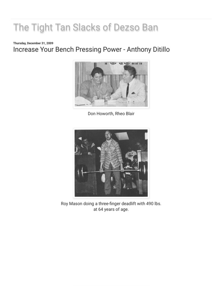 The Tight Tan Slacks of Dezso Ban - Increase Your Bench Pressing Power ...