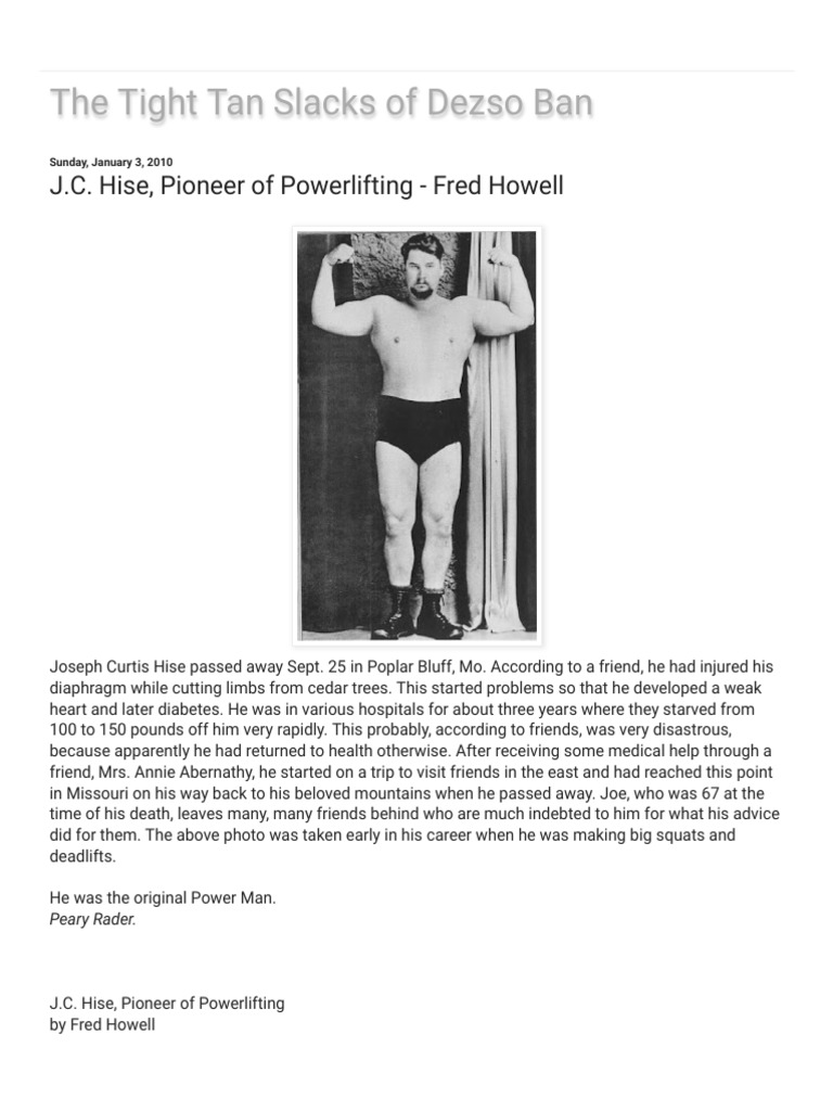 Legacy of J.C. Hise in Powerlifting | PDF | Weight Training | Physical ...