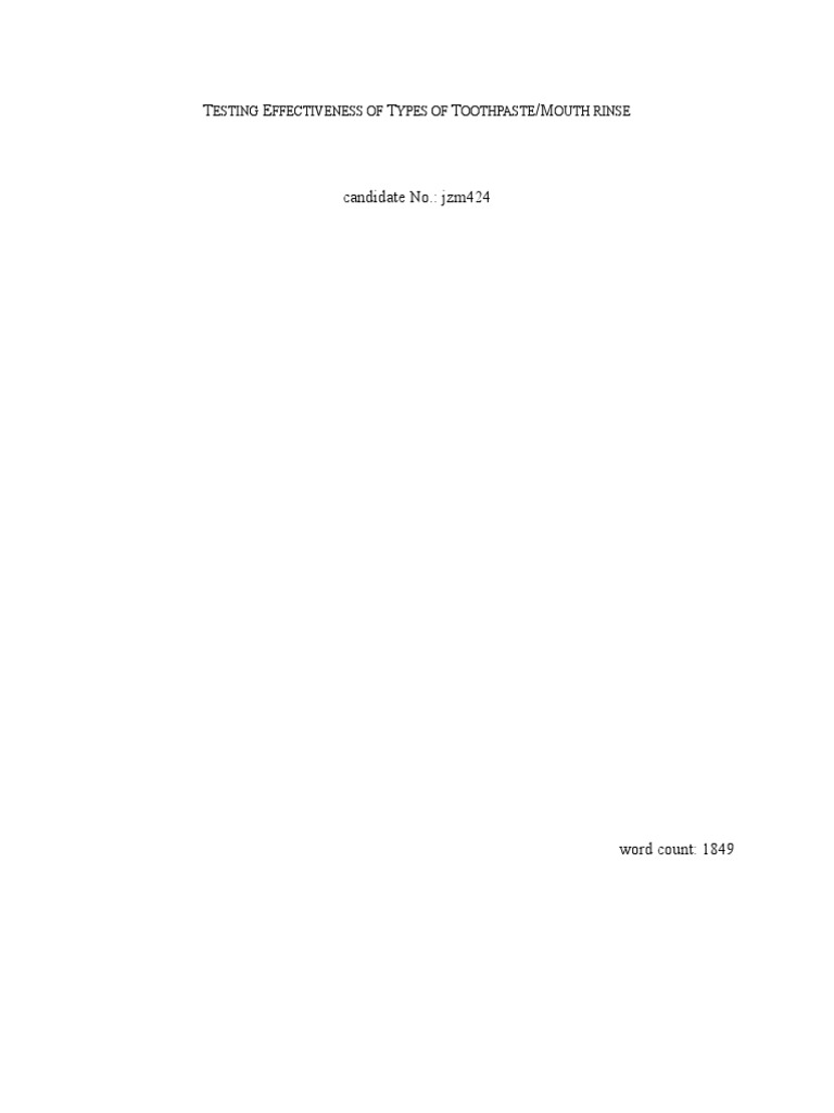 Checked Testing Effectiveness of Types of Toothpaste | PDF | Oral ...