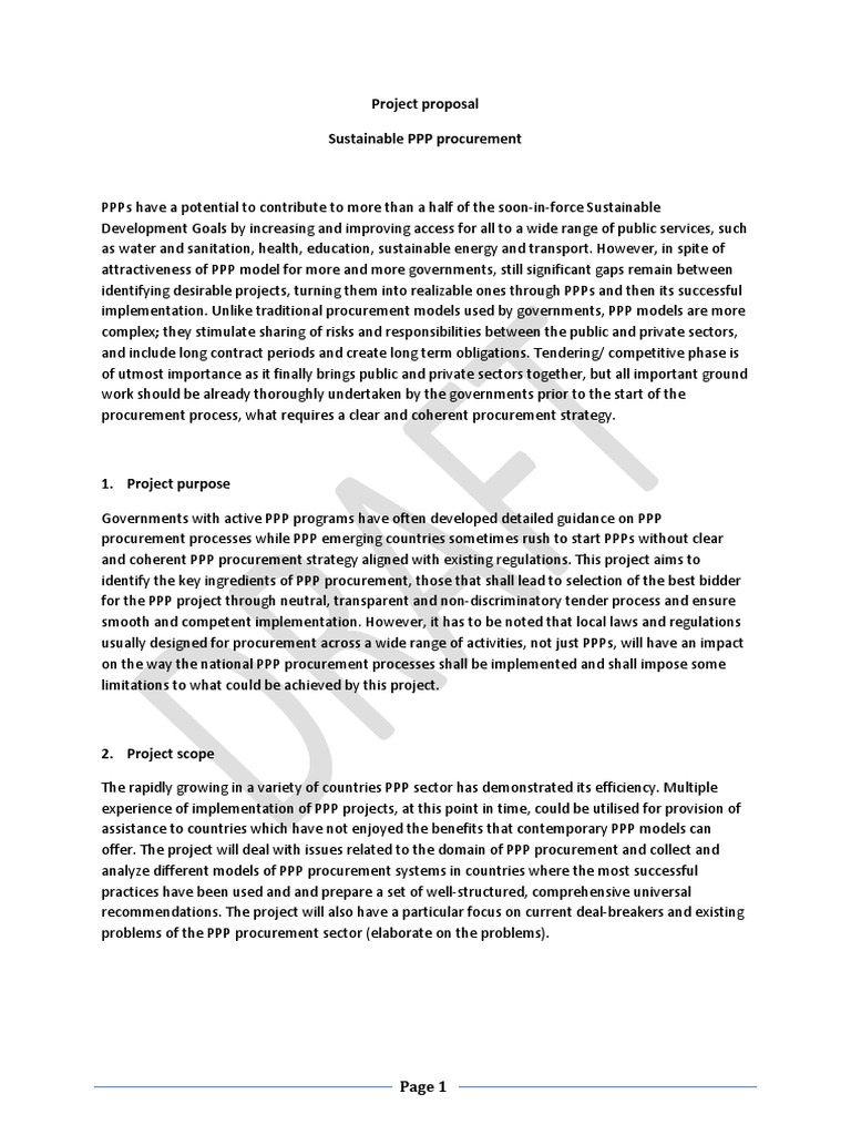 Project Proposal Sustainable PPP Procurement | PDF | Public–Private ...