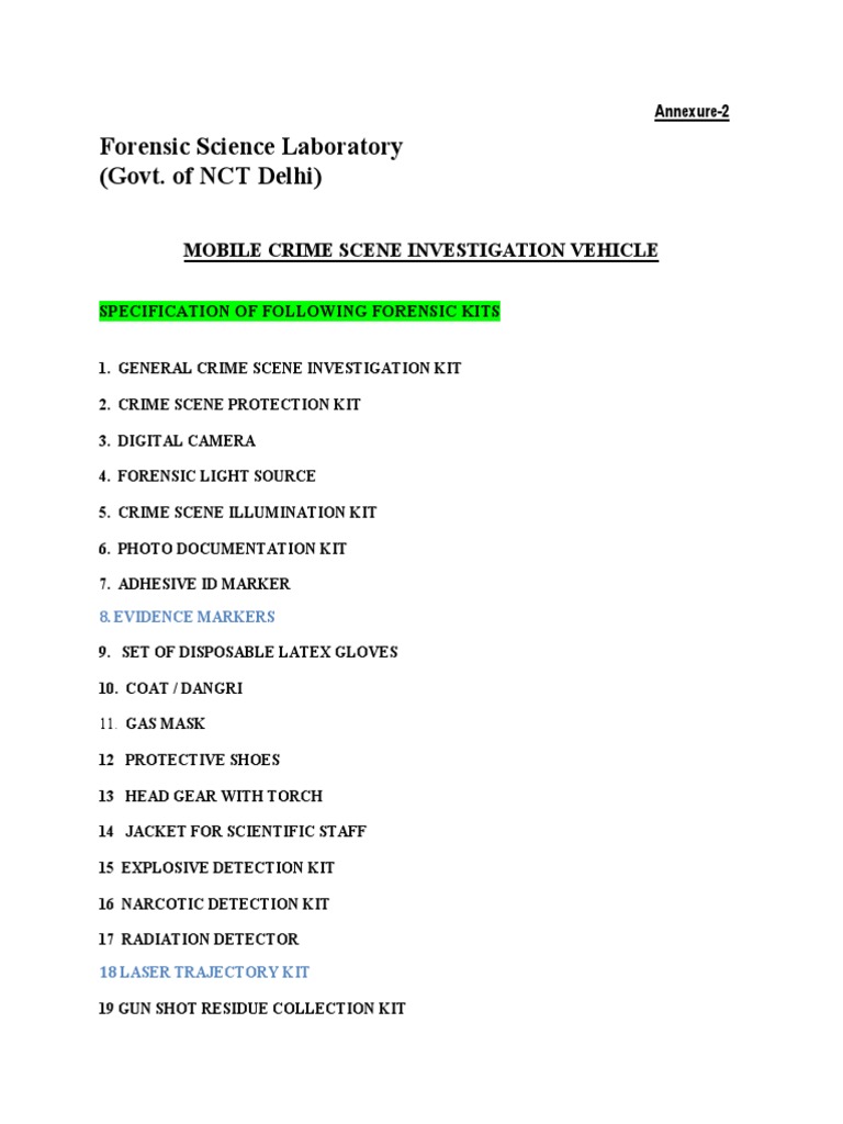 Forensic Science Laboratory (Govt. of NCT Delhi) : Mobile Crime Scene ...