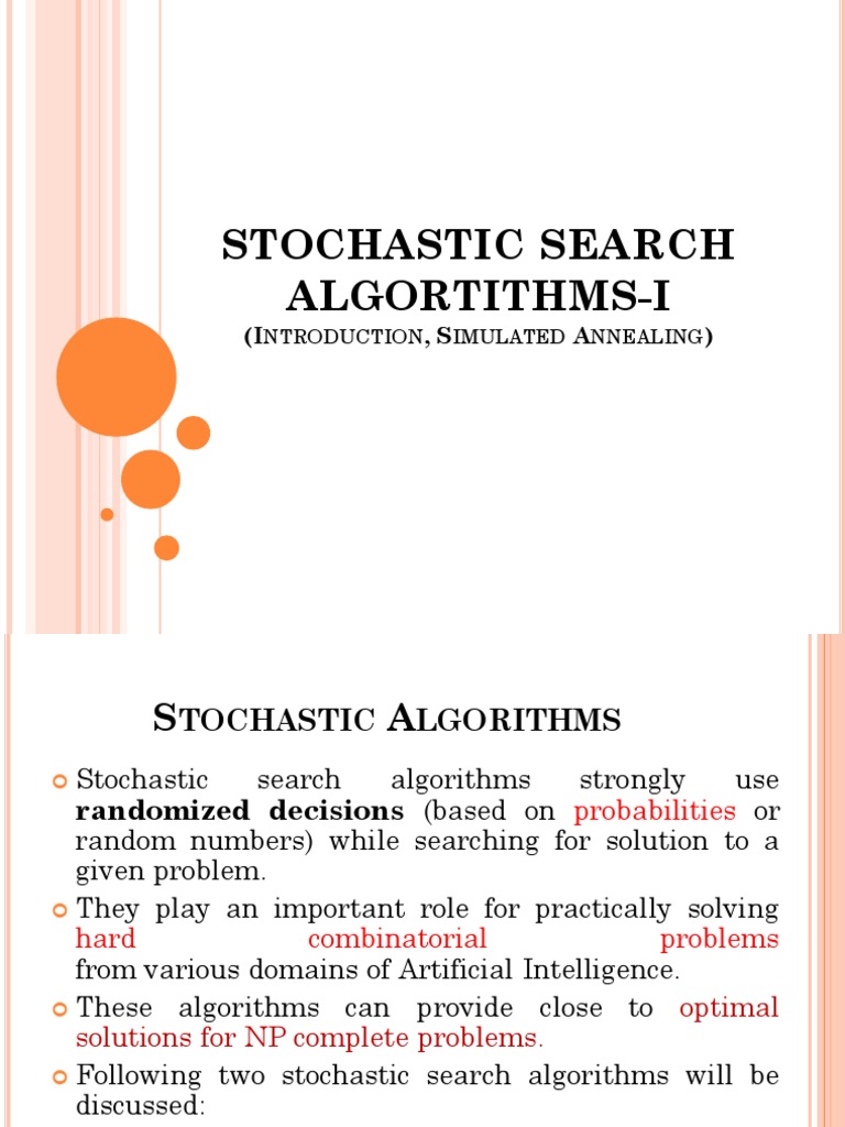 Stochastic Search Algorithms I Pdf Mathematical Optimization Algorithms And Data Structures