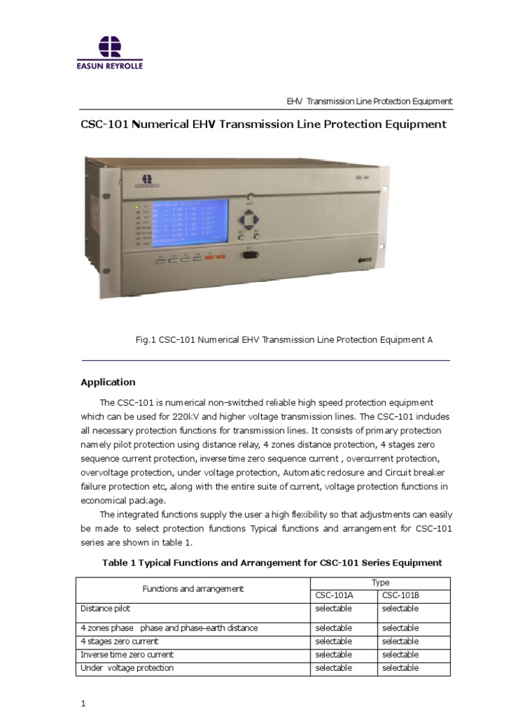 Numerical Distance Protection Relay Terminal-CSC 101 | PDF | Power ...