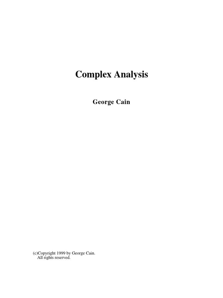 Complex Analysis - George Cain - Georgia Institute of Technology | PDF | Trigonometric Functions ...