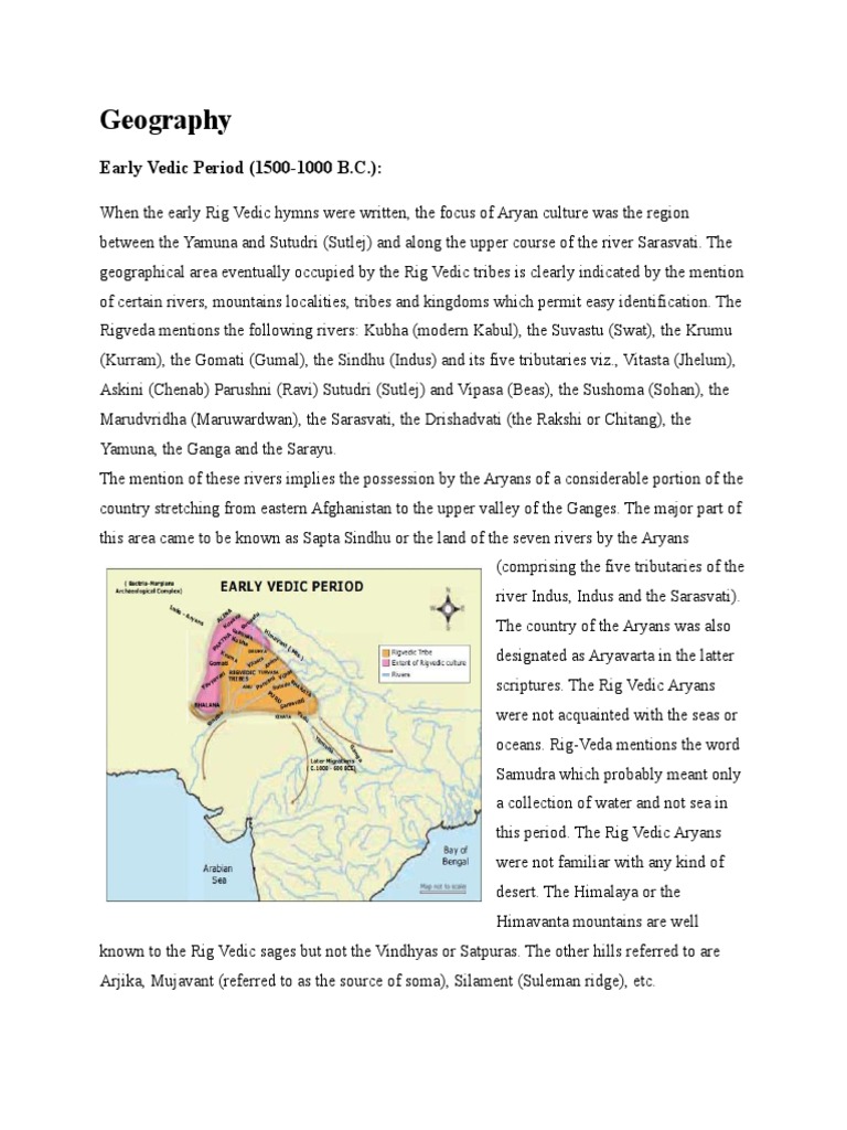 Geography: Early Vedic Period (1500-1000 B.C.) | PDF | Indus River ...