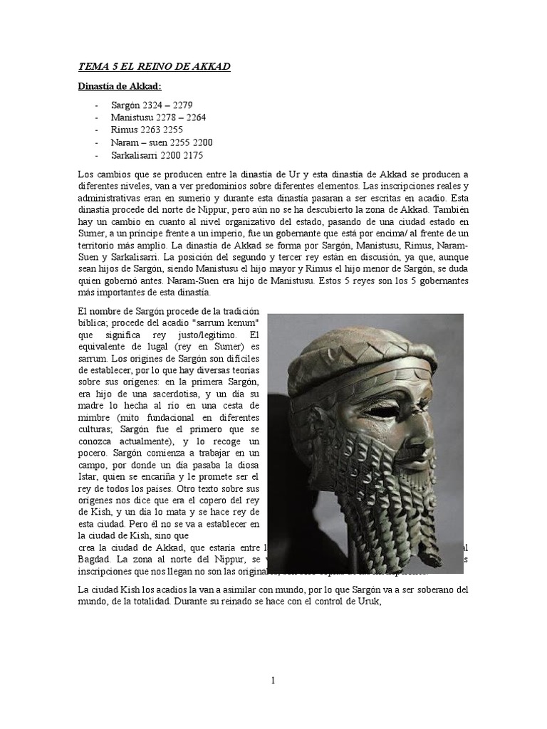 Tema 5 El Reino de Akkad | PDF | Sumeria | Mesopotamia