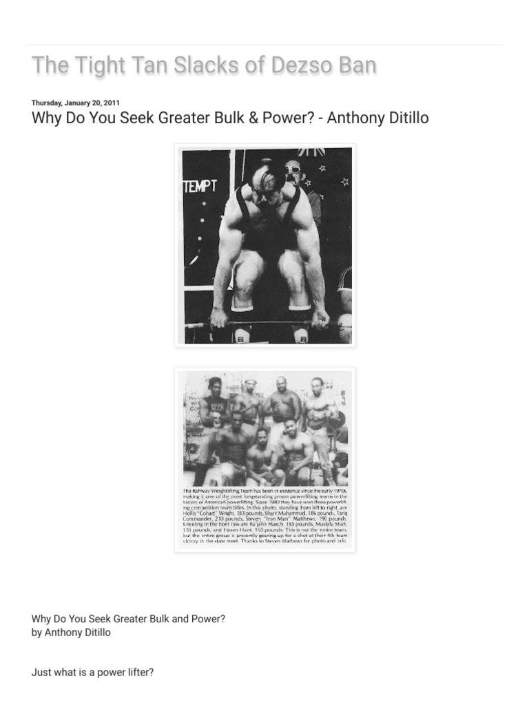 The Tight Tan Slacks of Dezso Ban - Why Do You Seek Greater Bulk ...