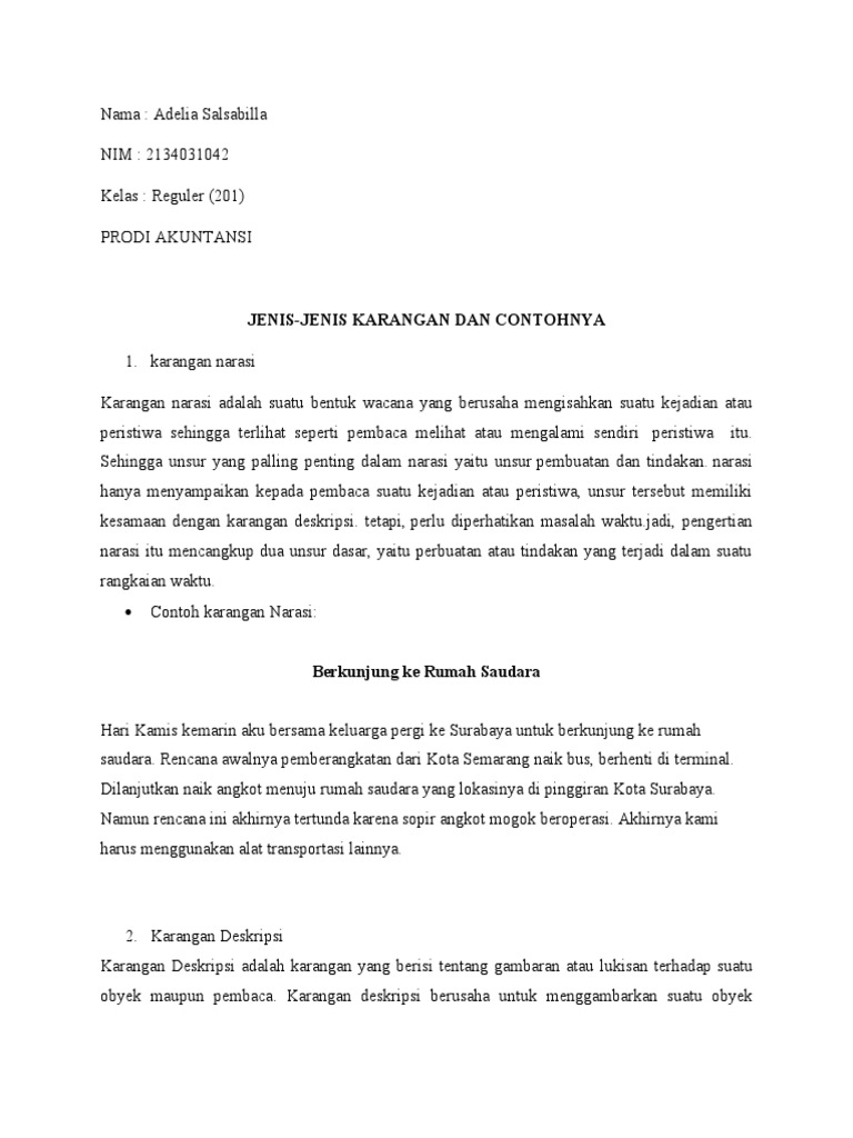 Jenis-Jenis Karangan dan Contohnya | PDF