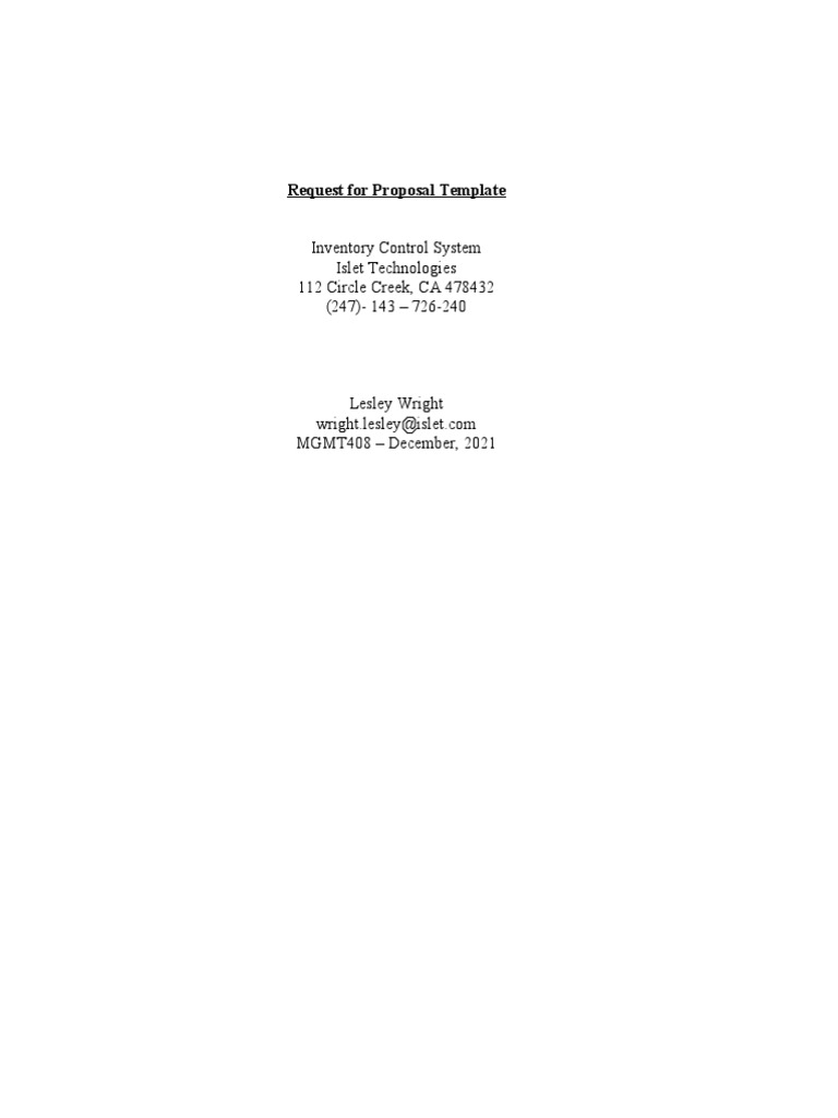RFP Solicitation Document Assignment | PDF | Request For Proposal ...
