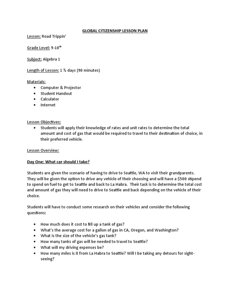 Global Citizenship Lesson Plan | PDF