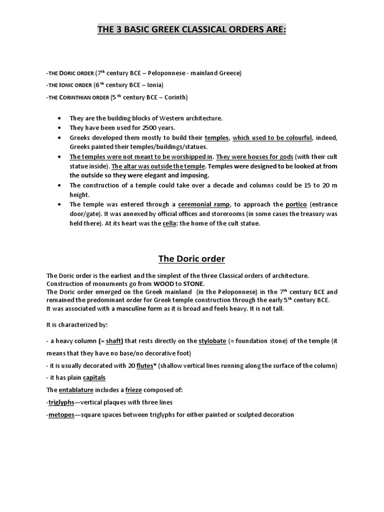 Classical Orders of Greek Architecture | PDF | Column | Ancient Greece