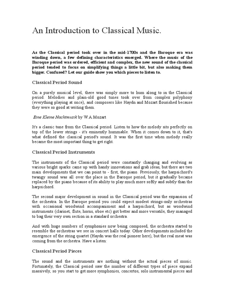 An Introduction To Classical Music | PDF | Classical Period (Music ...