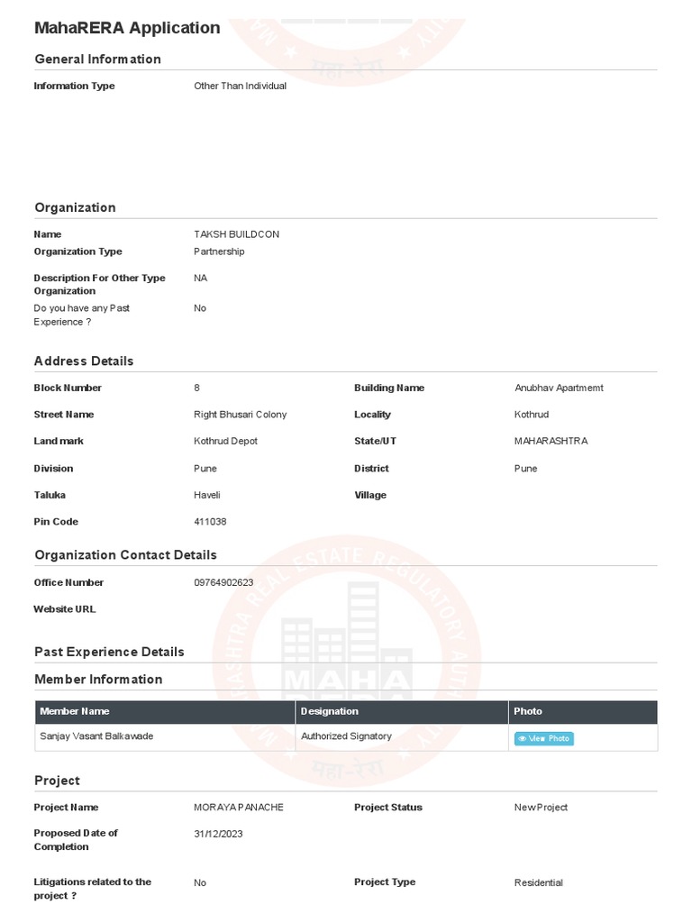 Maharera Application: General Information | PDF | Apartment | Waste ...
