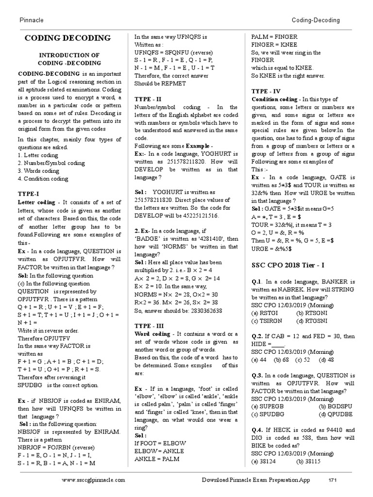 Coding Decoding | PDF | Encryption | Linguistics Coding Decoding | PDF | Encryption | Linguistics