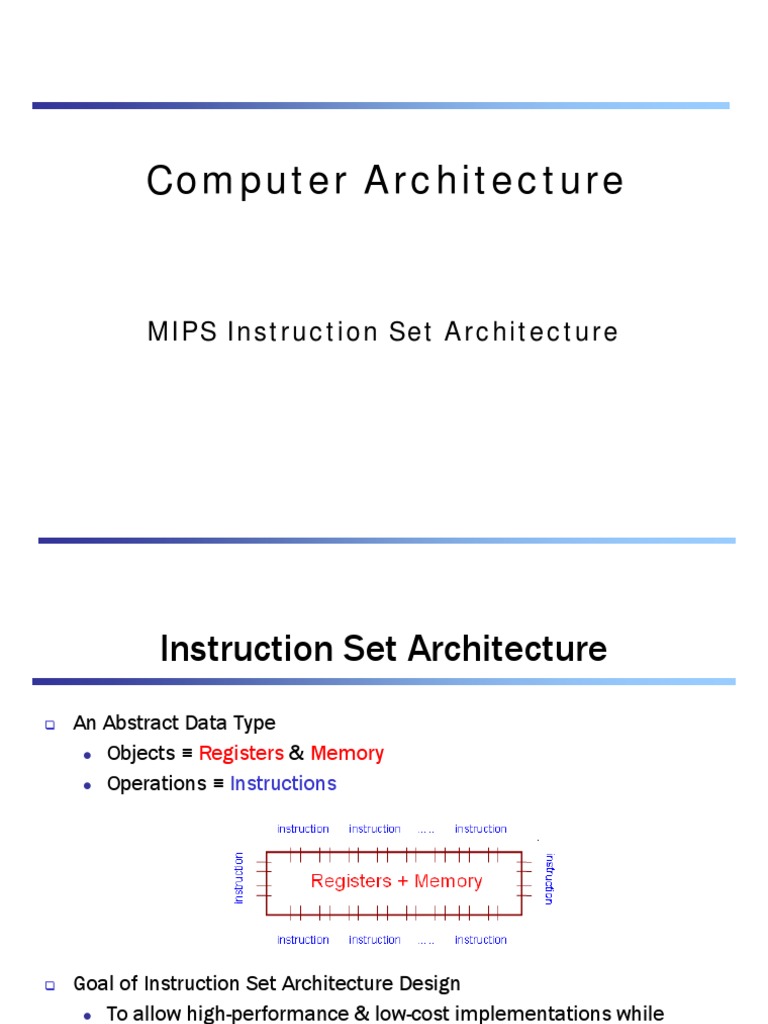 Computer Architecture: MIPS Instruction Set Architecture | PDF | Array Data Structure | Pointer ...