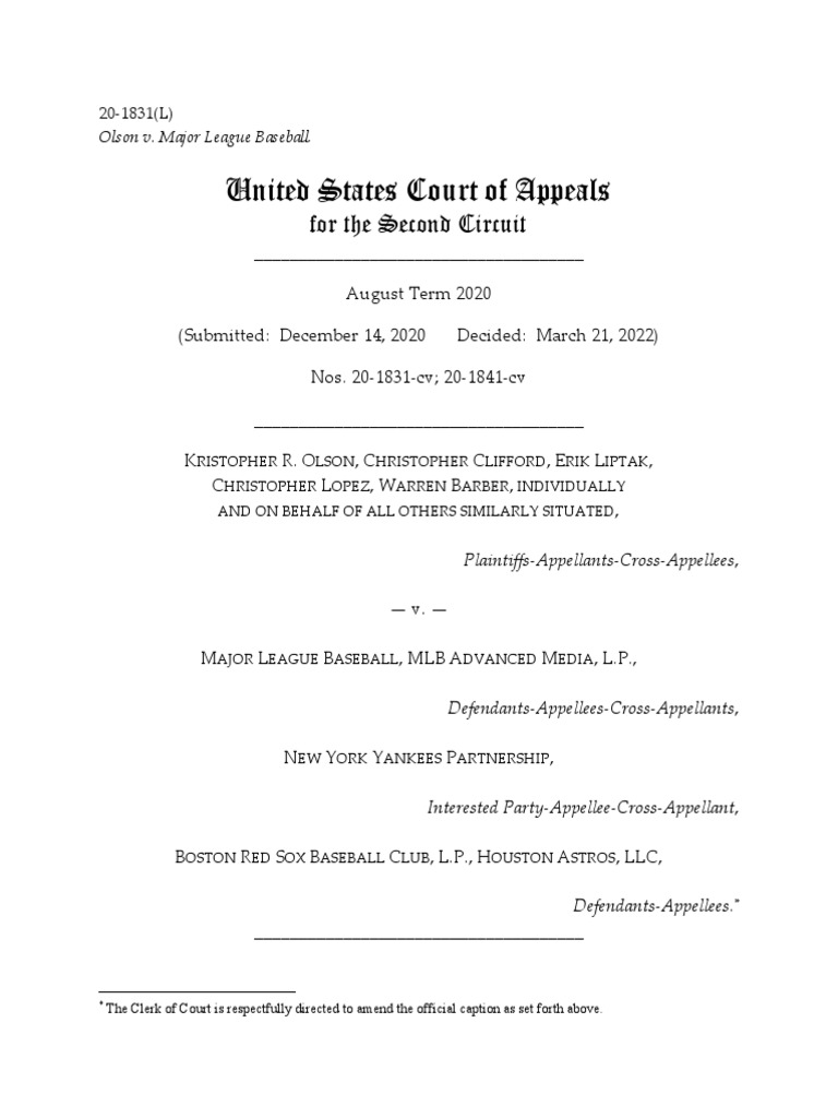 Appeals Court Ruling On MLB Letter To Yankees | PDF | Misrepresentation ...