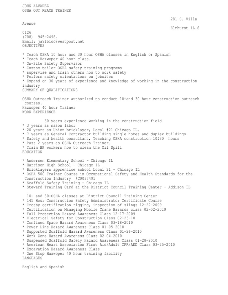 Osha Outreach Trainer | PDF