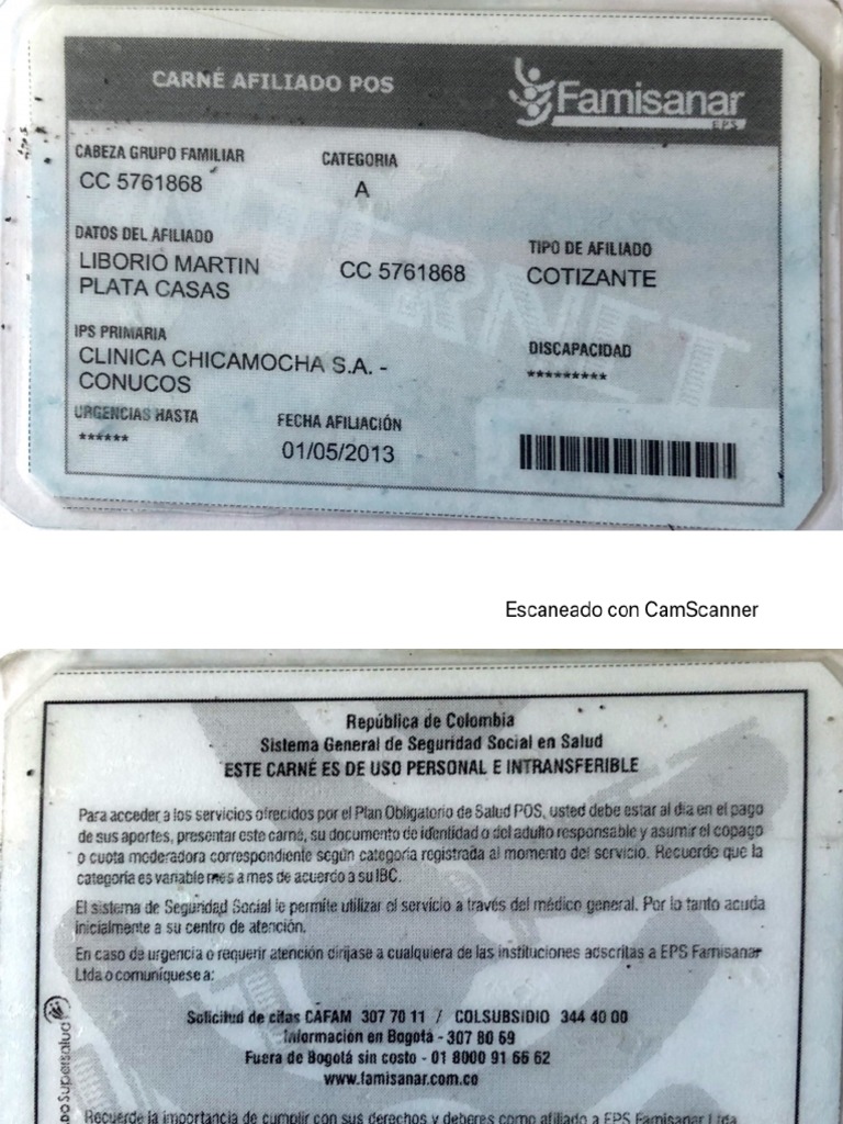 Carnet Eps. Famisanar | PDF