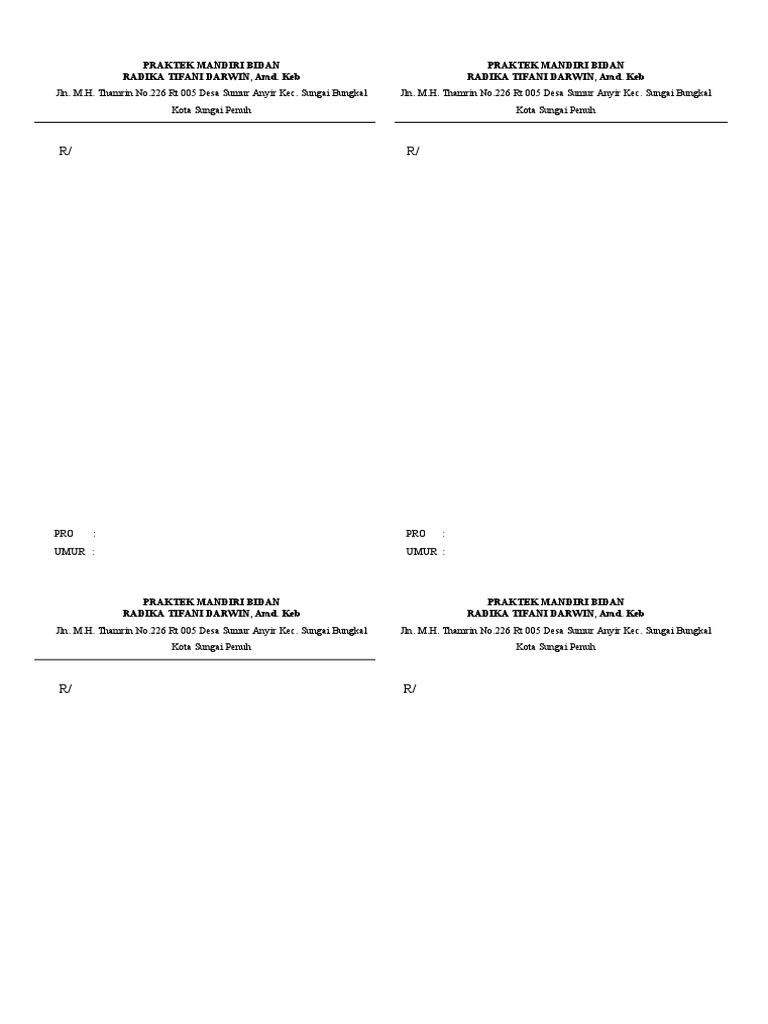 Resep Obat PMB | PDF