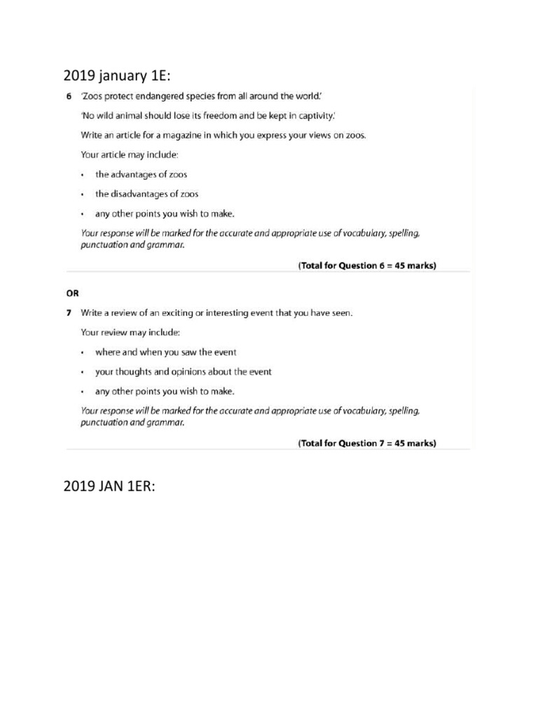 Edexcel Igcse English Language A Extended Writing | PDF