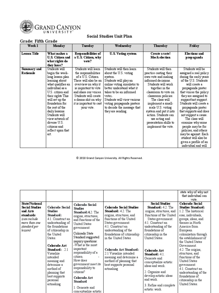 Elm-550 Social Studies Unit Plan Final | PDF