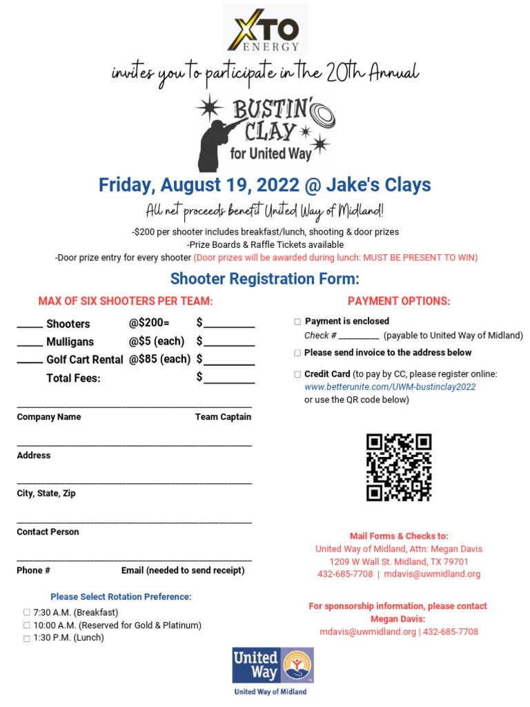 2022 Bustin Clay Shooter Form | PDF | Payments | Service Industries