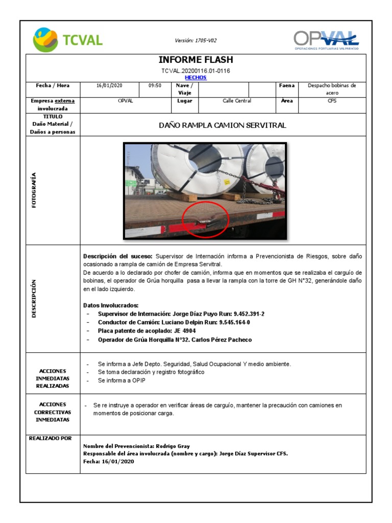 Informe Flash Daño A Acoplado | PDF