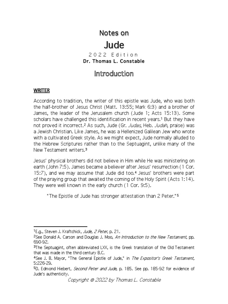 Notes On: Dr. Thomas L. Constable | PDF | Epistle Of Jude | New Testament
