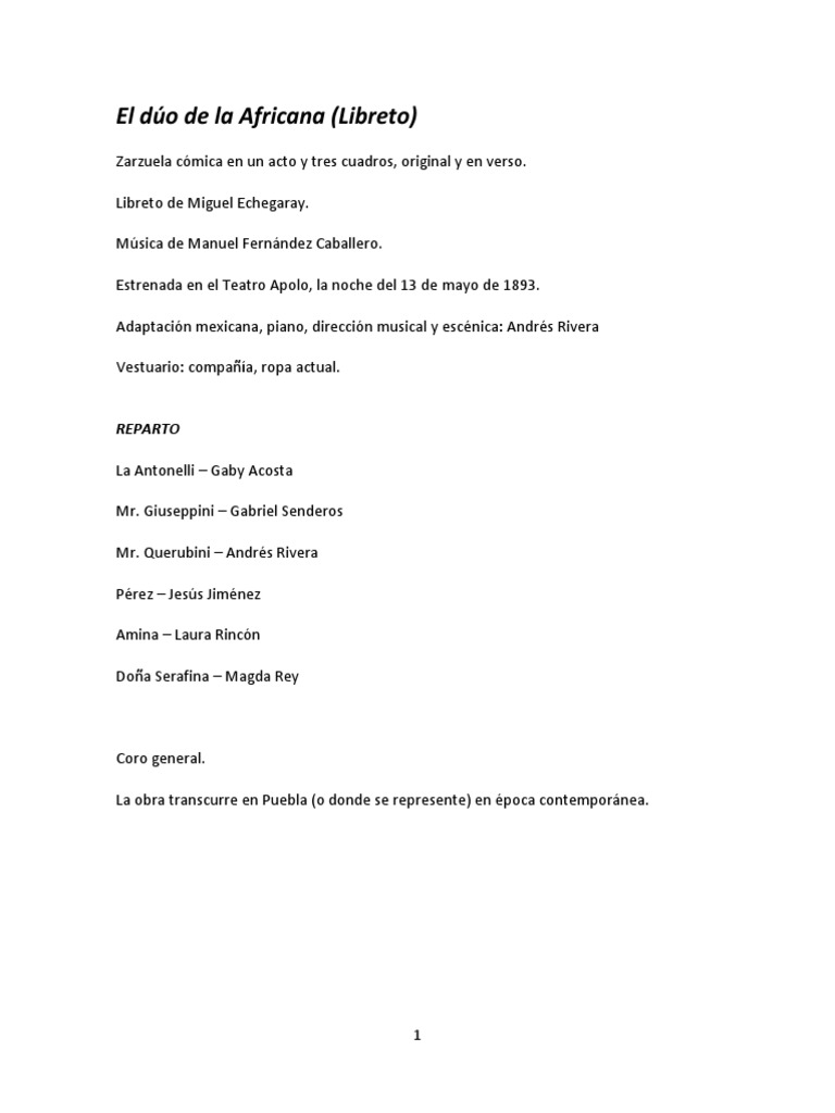 El Dúo de La Africana | PDF | Música vocal | Ópera